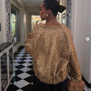 Zara | Jackets & Coats | Zara Gold Sequin Jacket S L Nwt | Poshmark